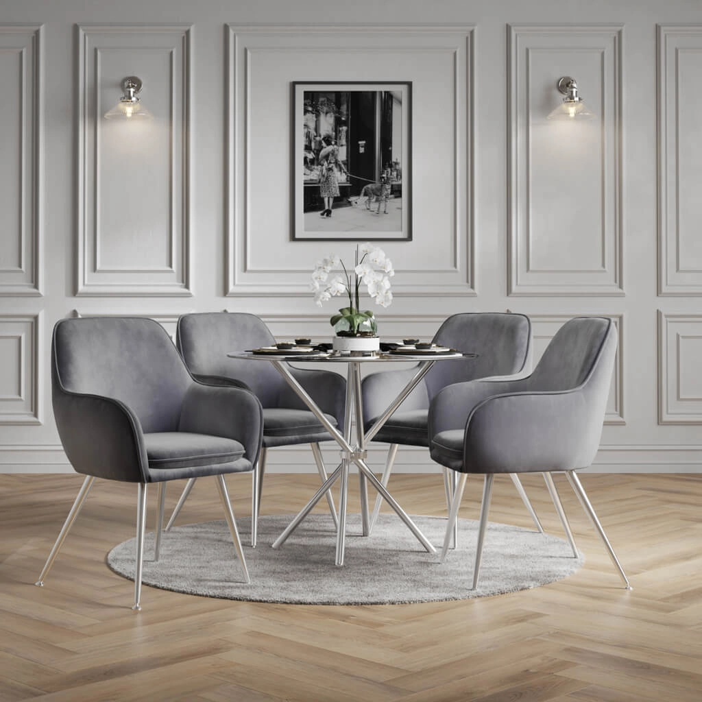 Casa Glass & Silver Dining Table - LPD