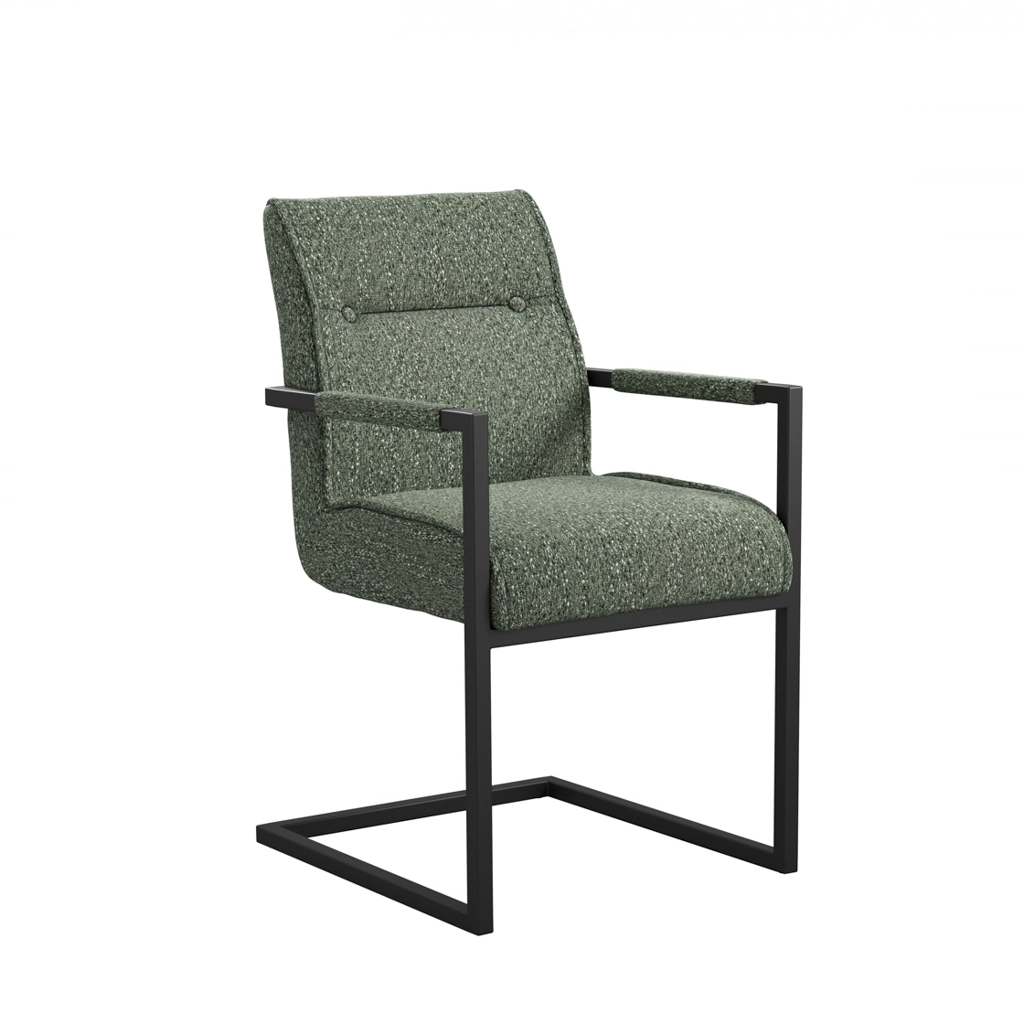 Cleaver Desert Sage and Black Dining Chair with Arms - LPD
